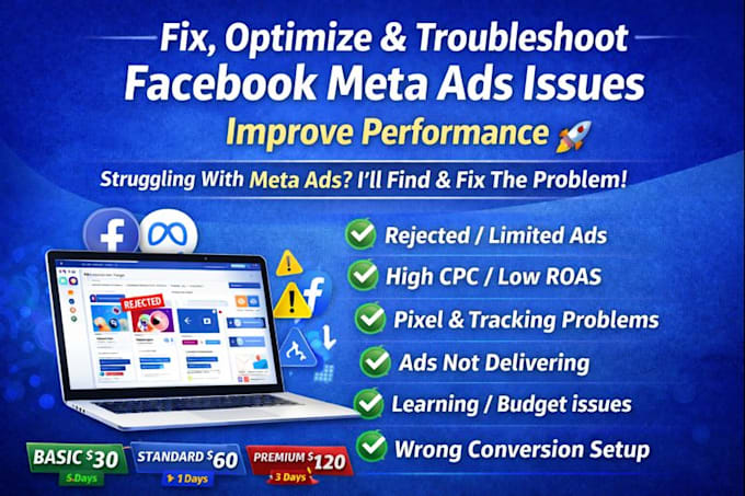 Fix, optimize troubleshoot facebook meta ads issue and improve ...