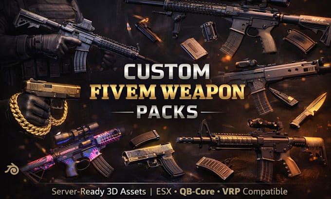 Create fivem gun pack, fivem weapon assets, custom 3d models for your ...