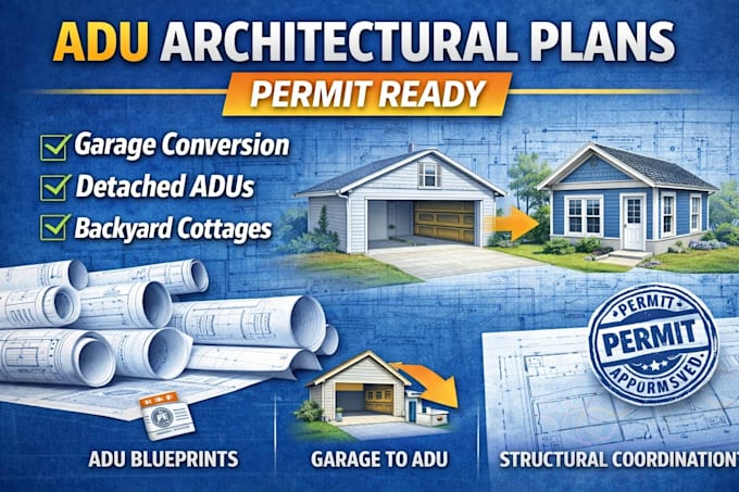 Adu architectural plans permit ready garage conversion adu exterior ...