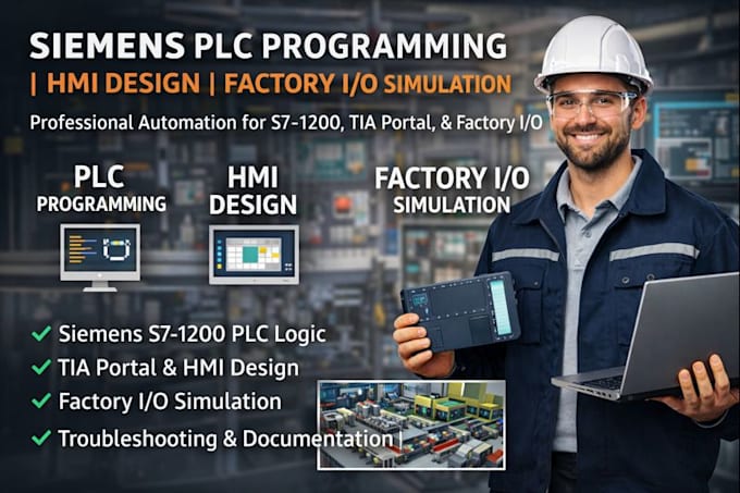 Create siemens plc programming, hmi design with tia portal factoryio ...
