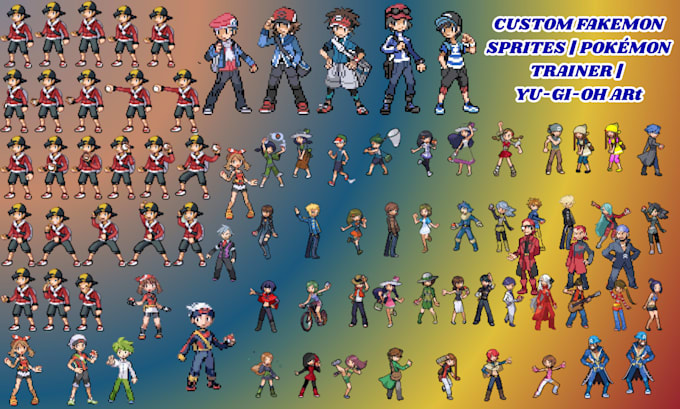 Make pokemon trainer art, fakemon sprite sheet, yugioh overworld sprite ...