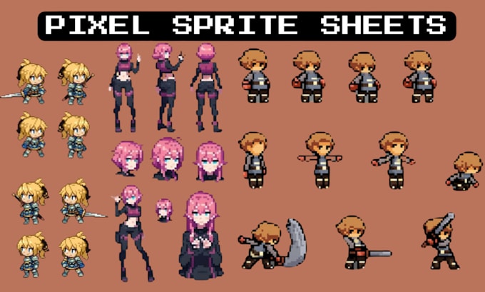 Create pixel sprite sheets, pokemon style battle sprites, pixel game ...