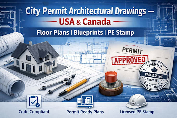 Design city permit architectural drawing, floor plan, blueprints with ...