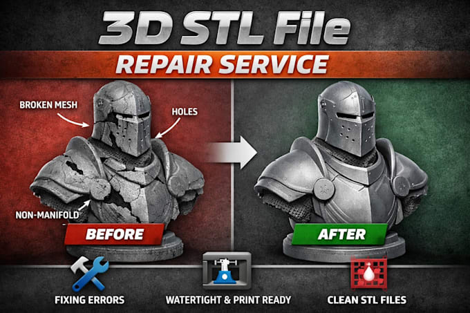 Stl file repair, stl splitting, repair scanned stl file, convert stl ...