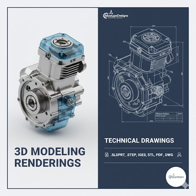 3d modeling and technical drawings in solidworks by Dupeonye | Fiverr