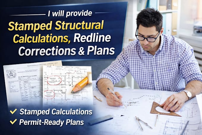 Provide stamped structural calculations redline corrections plans by ...