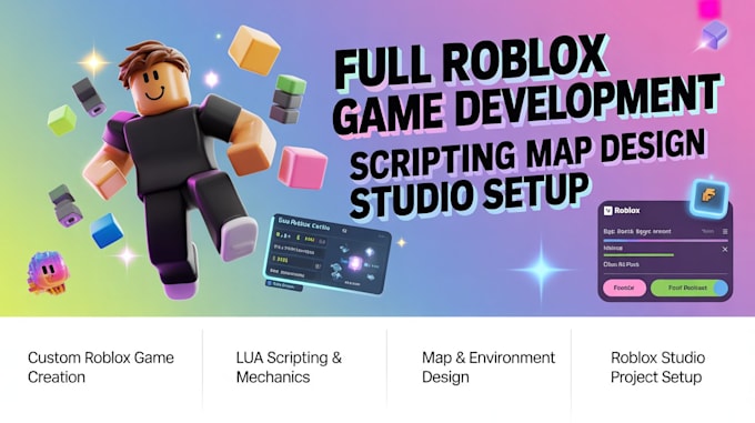 Create a full roblox game with professional scripting, map design ...