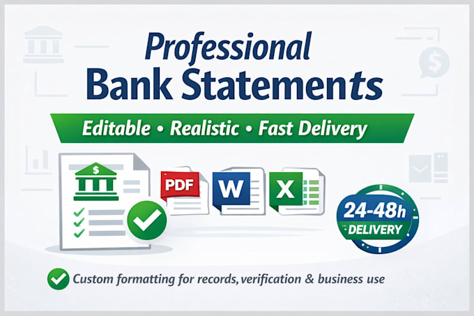 Professionally format editable bank statements for records and ...