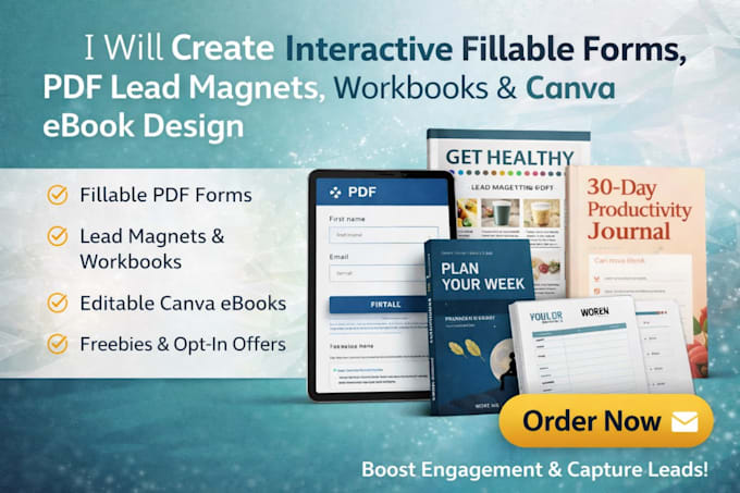 Create interactive fillable form, pdf lead magnet, workbook, canva ...