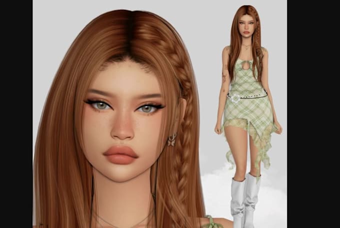 Design a custom sims 4 character with realistic skin, hair, and outfit ...