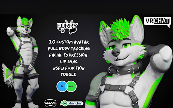 Create furry avatar 3d anime avatar military avatar vrchat avatar for ...