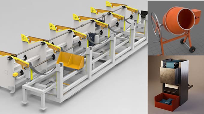 Design 3d cad assembly, industrial machine design, crusher mixer in ...