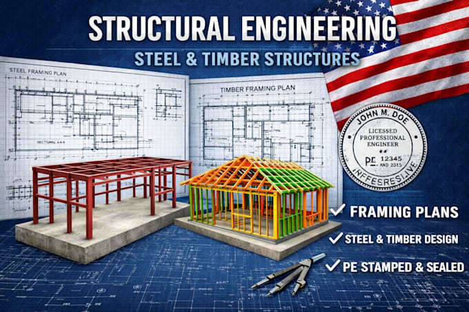Do structural engineering , steel structure, timber, framing plan ...