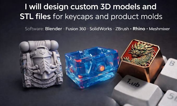Design custom 3d model and stl files for keycaps and product molds by ...