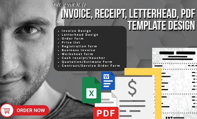 Create professional invoice design, receipt, letterhead, word excel pdf ...