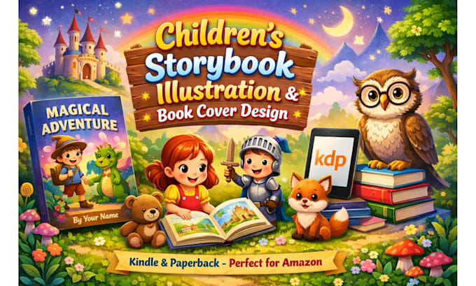 Do children book illustration book cover design kindle paperback for ...
