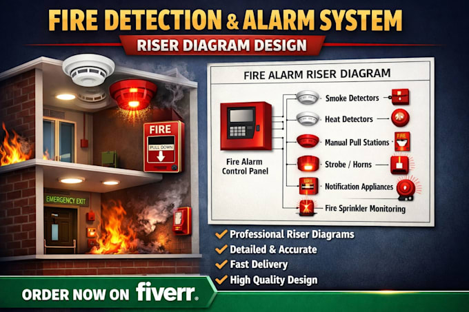 Design a fire detection and alarm system with riser diagram by Engre ...