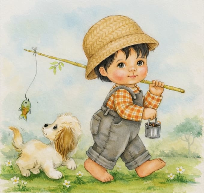 Create watercolor illustrations for children storybooks and book cover ...