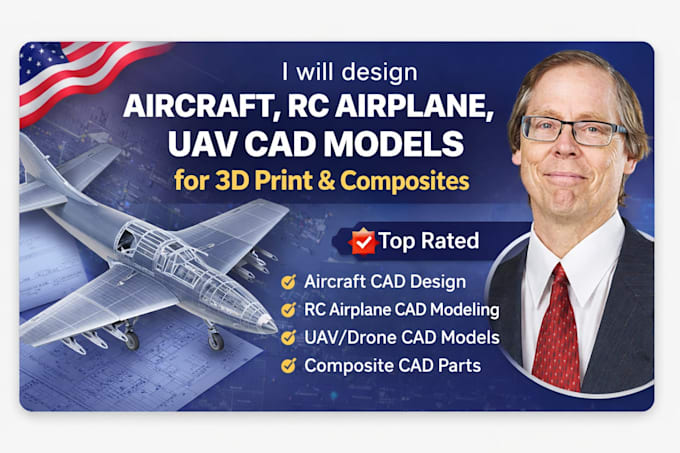 Design aircraft, rc airplane, and uav cad models for 3d print ...