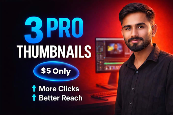 Design 3 youtube thumbnails to increase clicks and views by Piyush ...