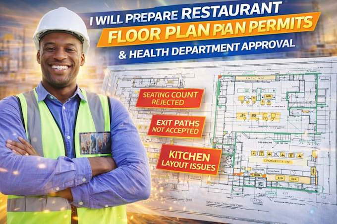 Prepare restaurant floor plan permits for health department approval by ...