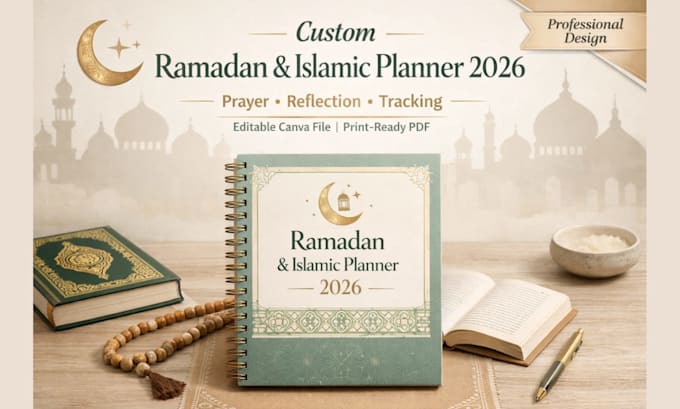 Design custom ramadan islamic planner journal for 2026, prayer islamic ...