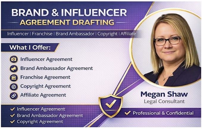 Draft influencer, franchise, brand ambassador, copyright and affiliate ...