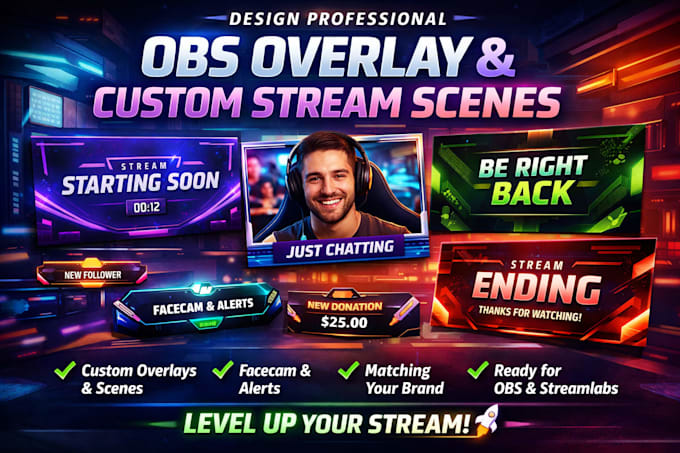 Design professional obs overlay and custom stream scenes by Princess ...