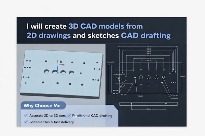 Create 3d cad models from 2d drawings and sketches cad drafting by Ola ...