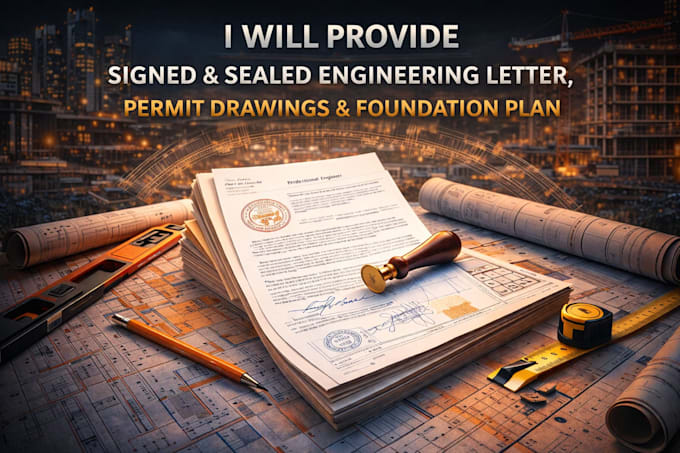 Provide signed and sealed engineering letter, permit drawings ...