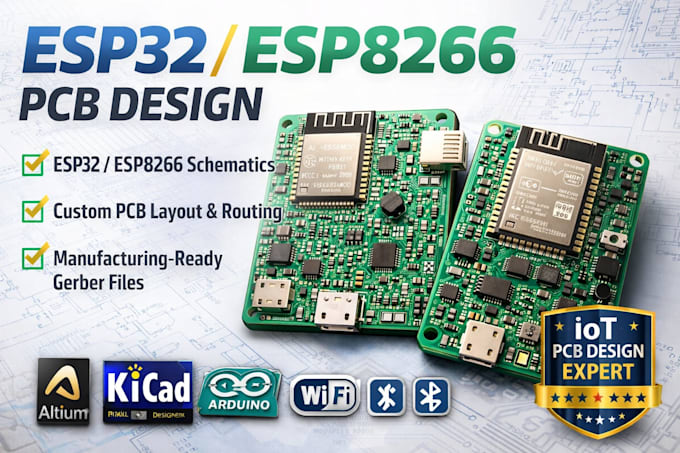 Design esp32 or esp8266 pcb ready for manufacturing by James_stella54 ...