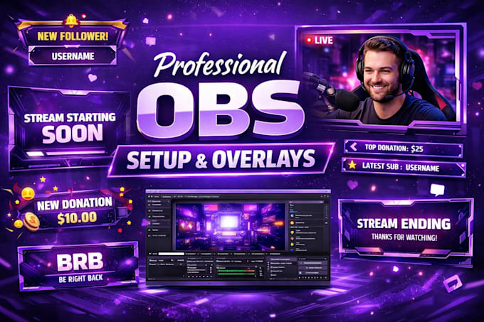 Set up obs studio with custom overlays, alerts and scenes by Lucaselis ...