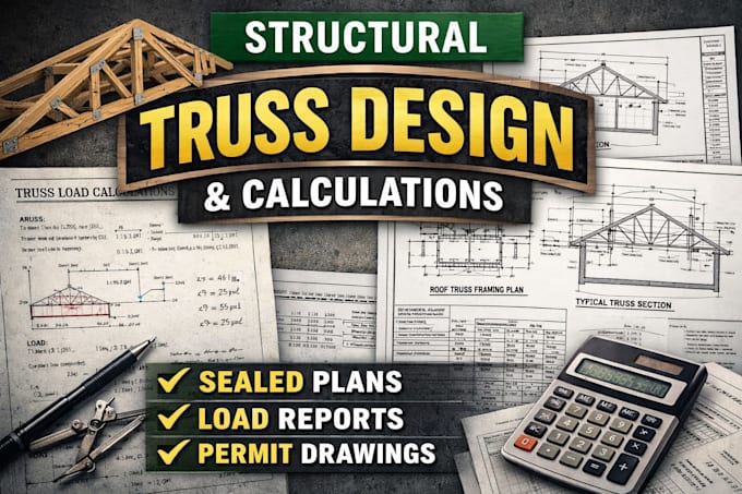 Roof framing truss calculations permit drawings structural design by ...