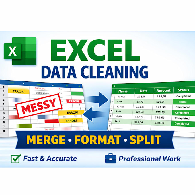 Clean, format, merge, split excel data by Pavank789 | Fiverr