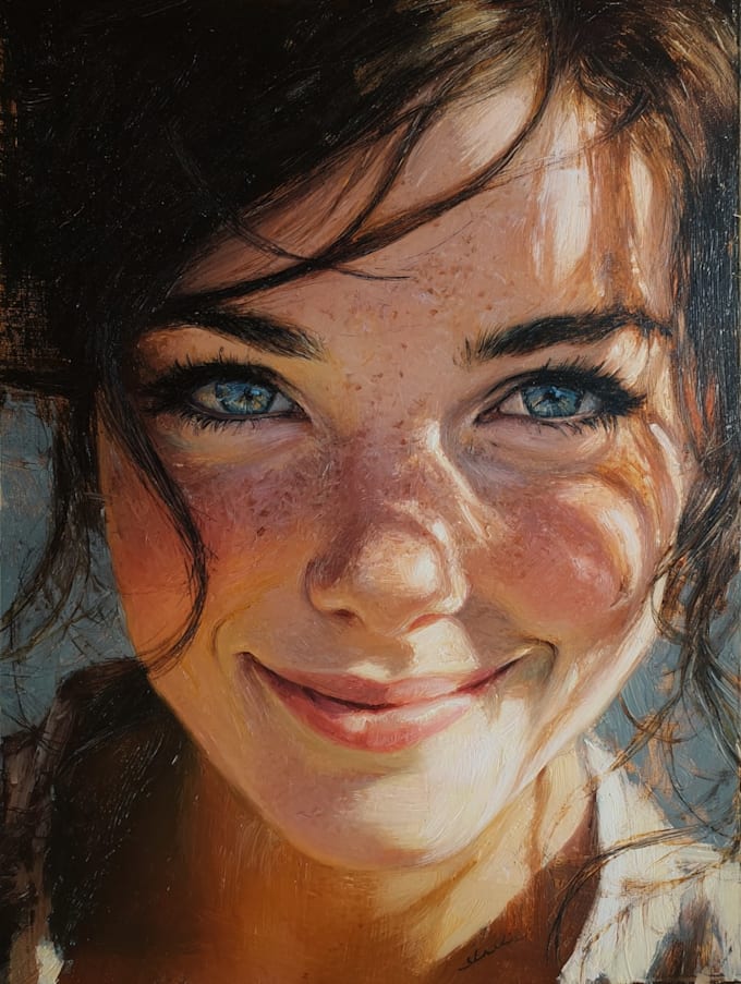 Paint a realistic portrait in oil or acrylic by Karlyfunk | Fiverr
