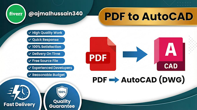 Convert pdf drawings to autocad dwg accurately by Ajmalhussain340 | Fiverr