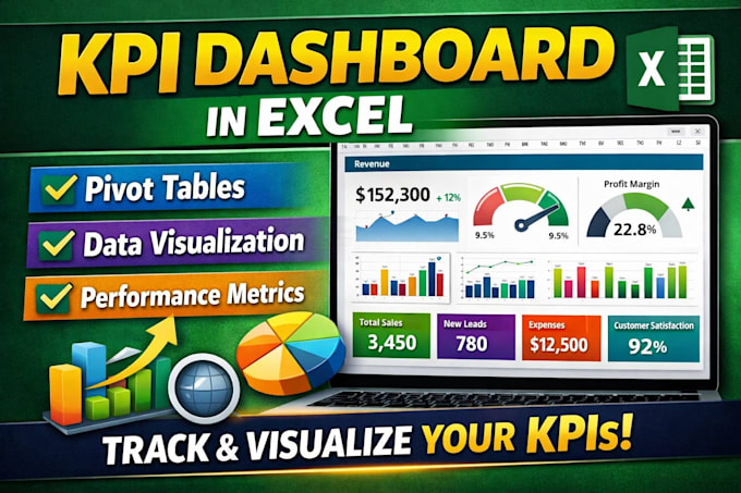 Create professional kpi performance dashboard in excel with pivot ...