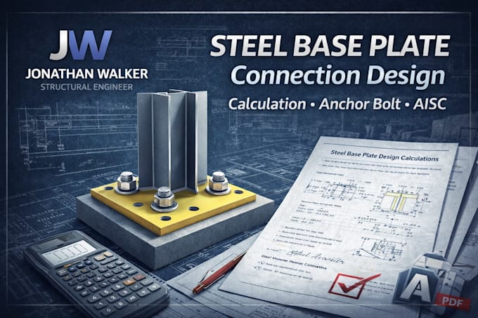 Design steel base plate connection with anchor bolt calculations by ...