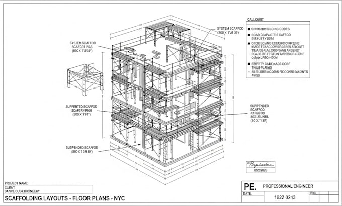 Scaffolding layouts structural engineer pe stamped drawings floor plans ...