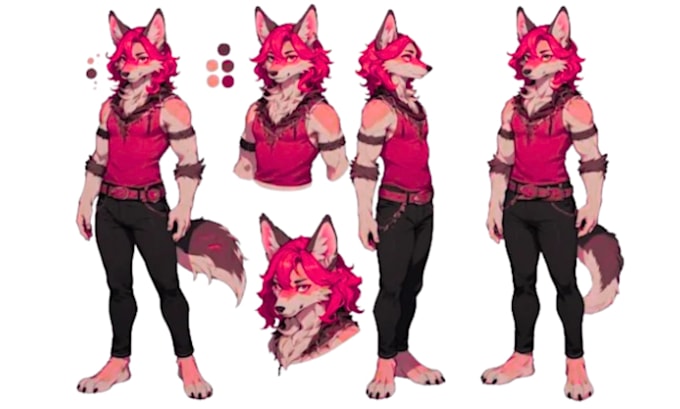 Draw furry reference sheet, fursona ref sheet, anthro character art and ...