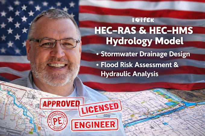 Civil engineering drainage, grading plan drawing, flood hydrology ...