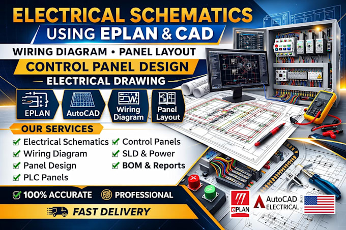 Electrical schematics using eplan and cad, wiring diagram, control ...