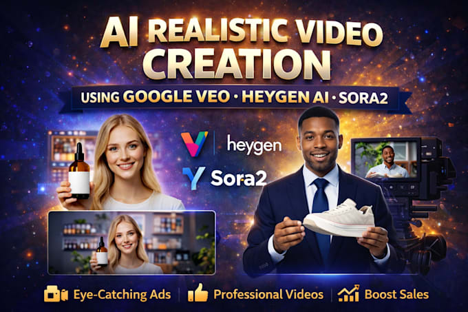 Create ai realistic video using google flow veo3 heygen ai sora2 for ...