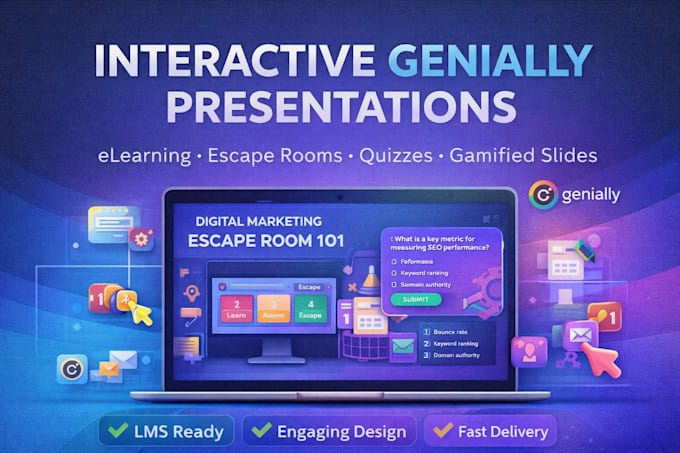 Design interactive genially presentation, elearning slides, quizzes and ...