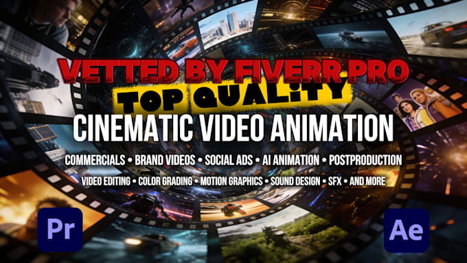 Create cinematic realistic animation video commercial with color ...