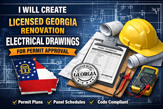 Create licensed georgia renovation electrical drawings for permit ...
