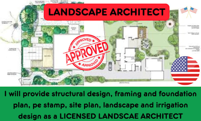 Design 2d landscape drawing structural, framing,site plan pe stamp for ...