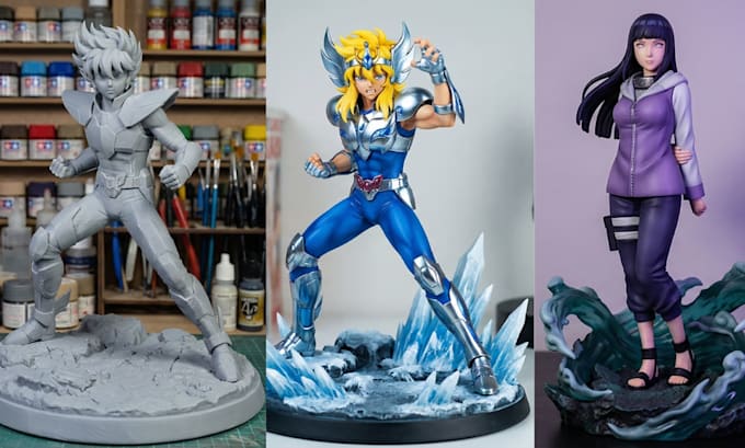 3d print and paint custom anime figure, bust statue miniature action ...