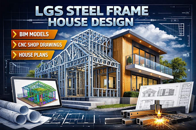 Permit ready lgs steel frame plans bim model cnc shop drawings by David ...