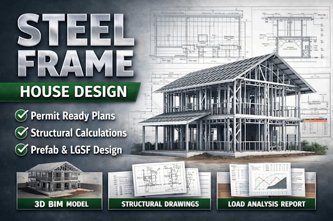 Prefab steel home structural plans permit ready lgsf design by David ...